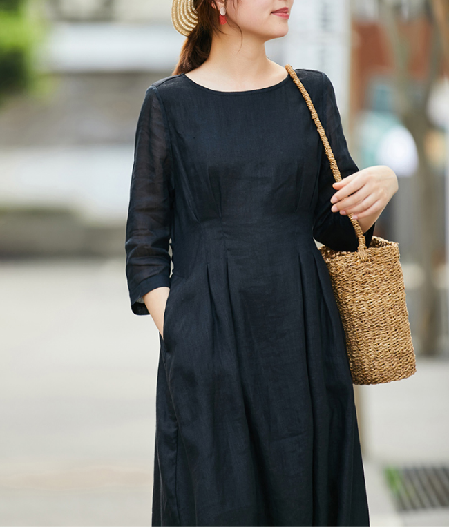 Women Dresses Short Sleeve Casual Summer Linen Women Dresses SJ7215 ...