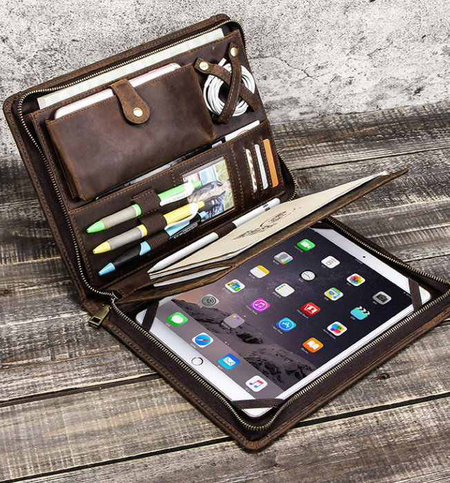 Personalized Men's Leather Portfolio, Organizer Folder, Business Brief ...