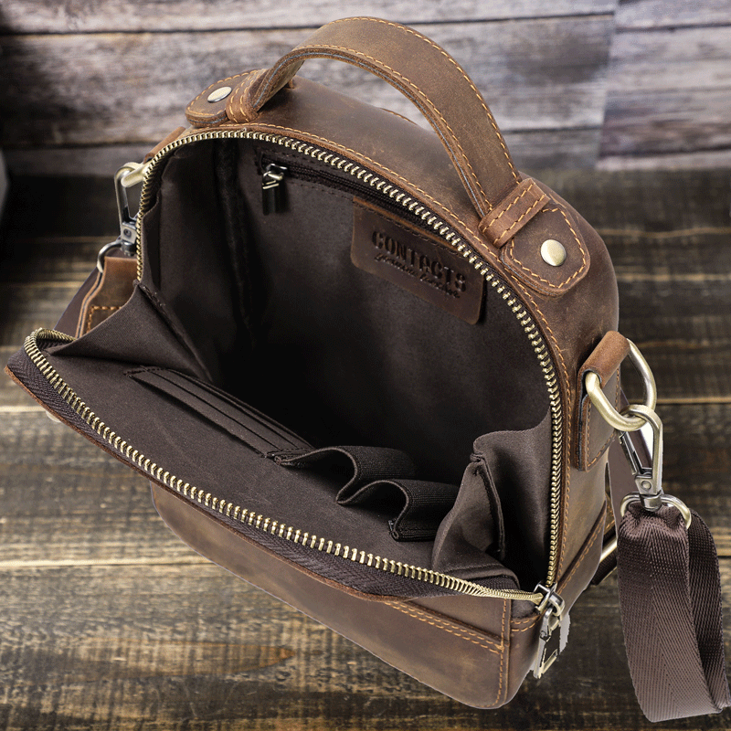 Personalized Men's Leather Shoulder Messenger Bag Crossbody Bag Retro ...