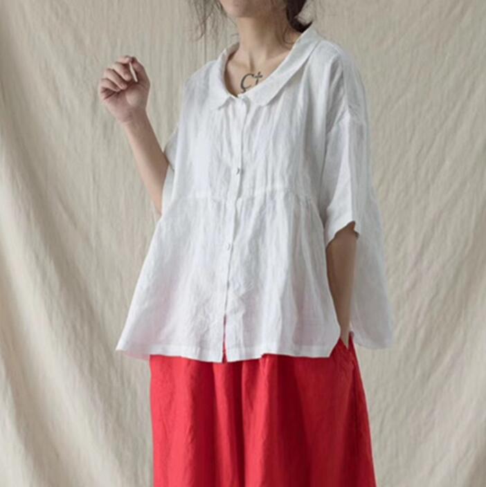Women Linen Casual Summer Tops Women Blouse Loose Style Shirts H9505 ...