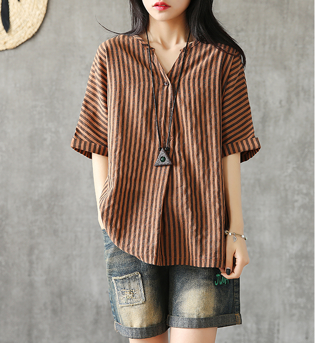 Half Sleeve Summer Women Casual Top Blouses Tops Cotton Linen Shirts D ...