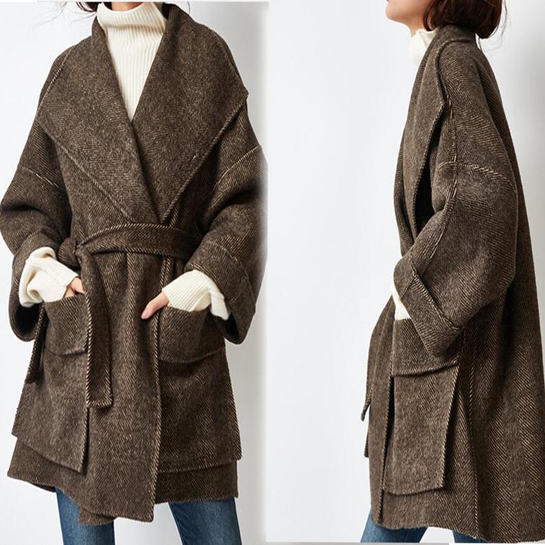 Double Face Women Coat ,Loose Wool Women Coat,Wool Coat Jacket With Wa ...